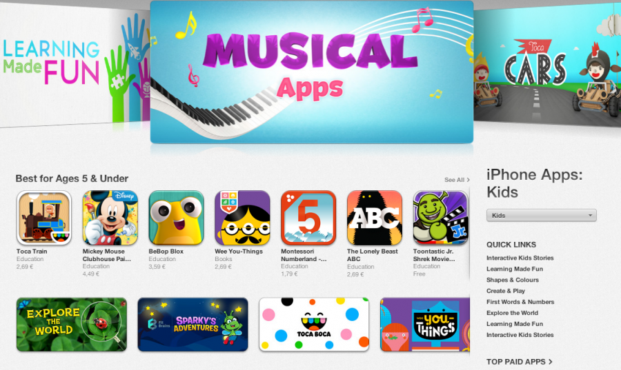 Kids – Apple lanseaza o noua categorie de aplicatii pentru App Store ...