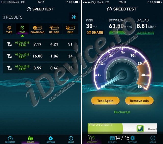 Viteza de internet si acoperire RCS & RDS 4G | iDevice.ro