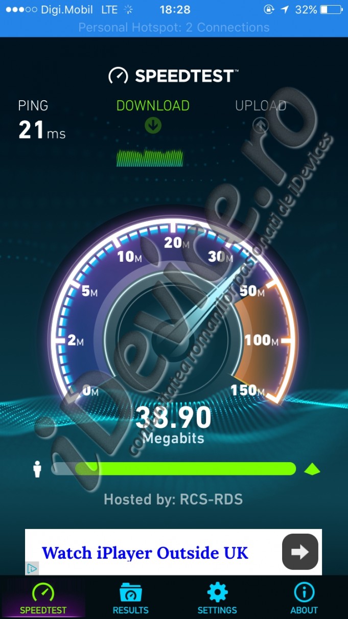 Primul test de viteza in Digi Mobil 4G | iDevice.ro