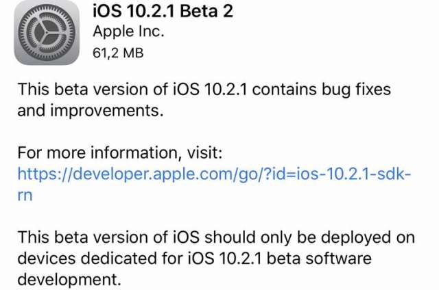 iOS 10.2.1 beta 2 a fost lansat pentru iPhone si iPad | iDevice.ro