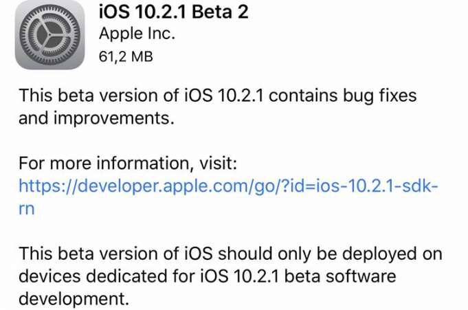 iOS 10.2.1 beta 2 a fost lansat pentru iPhone si iPad | iDevice.ro