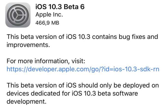 iOS 10.3 beta 6 a fost lansat pentru iPhone si iPad | iDevice.ro